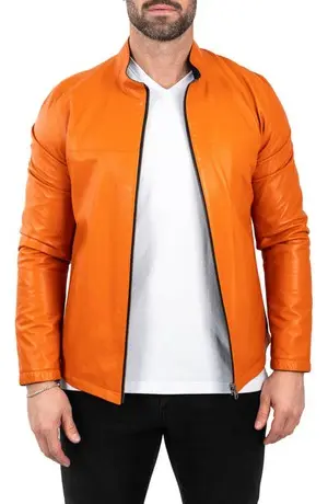 MACEOO Maceoo Reversible Leather Jacket Orange