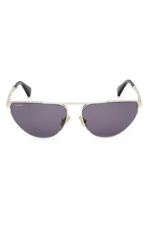 Max Mara 58mm Cat Eye Sunglasses - Shiny Pale Gold/ Black / Smoke