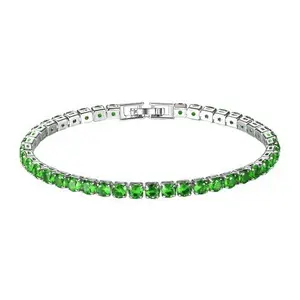 DONATELLO GIAN Name Round Cut Tennis Bracelet - Green