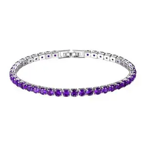DONATELLO GIAN Name Round Cut Tennis Bracelet - Purple