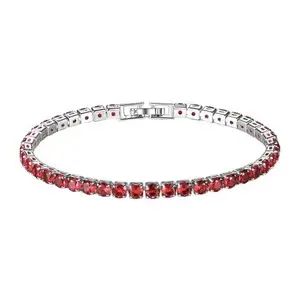 DONATELLO GIAN Name Round Cut Tennis Bracelet - Red