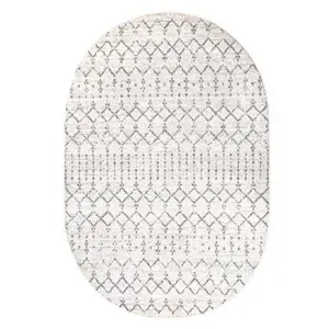 JONATHAN Y Moroccan Hype Boho Vintage Diamond Oval Area Rug - Cream/gray