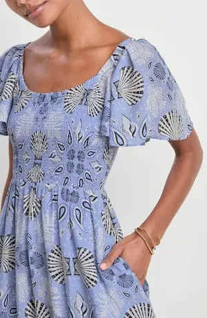 Vineyard Vines Smocked Flutter Sleeve Maxi Dress