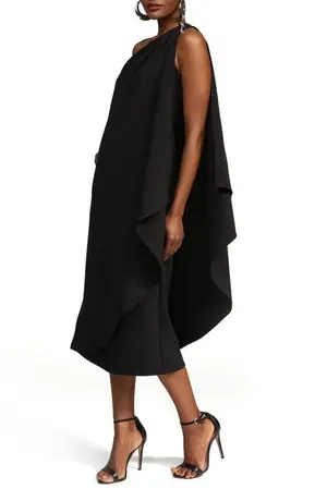 Halston Aries One-shoulder Crepe Dress