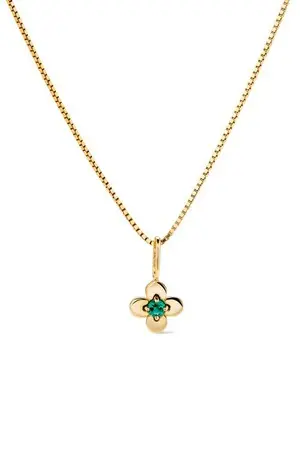 ANA LUISA Solid Flower Charm Necklace - Emerald