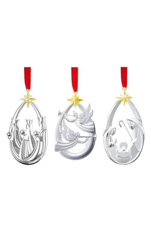 NAMBE Nativity Ornament Trio - Silver