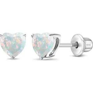 IN SEASON JEWELRY Heart Simulated Stud Earrings - Opal