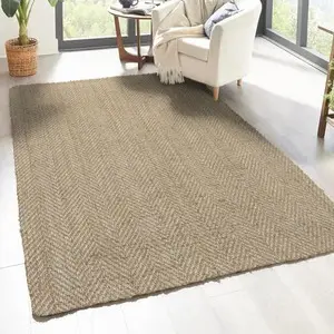 JONATHAN Y Espina Hand Woven Herringbone Chunky Jute Area Rug - Ivory