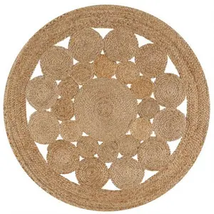 JONATHAN Y Cassia Round Jute Boho Circle Round Area Rug - Natural