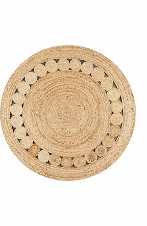 JONATHAN Y Dahlia Round Jute Boho Circle Round Area Rug - Natural
