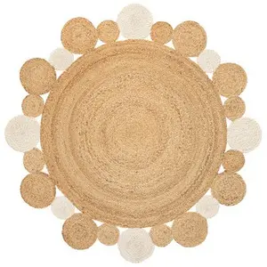 JONATHAN Y Ayana Two-tone Jute Hippy Circle Round Area Rug - Natural/cream
