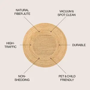 JONATHAN Y Harmony Boho Jute Circle Round Area Rug