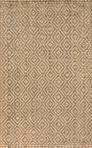 JONATHAN Y Hira Hand Woven Diamond Chunky Jute Area Rug - Natural