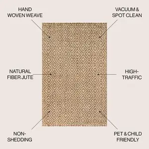 JONATHAN Y Hira Hand Woven Diamond Chunky Jute Area Rug