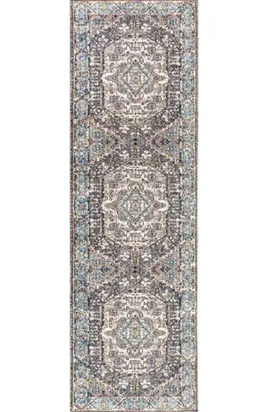 JONATHAN Y Kesan Vintage Medallion Area Rug - Charcoal Gray/ivory