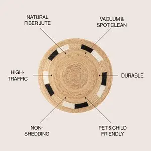 JONATHAN Y Porto Geometric Jute Circle Round Area Rug