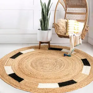 JONATHAN Y Porto Geometric Jute Circle Round Area Rug