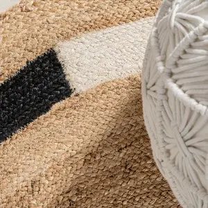JONATHAN Y Porto Geometric Jute Circle Round Area Rug