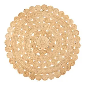 JONATHAN Y Daisy Hippy Jute Medallion Circle Round Area Rug - Natural