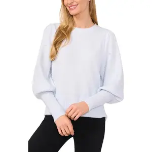 CECE DUPRAZ Faux Pearl Juliet Sleeve Sweater