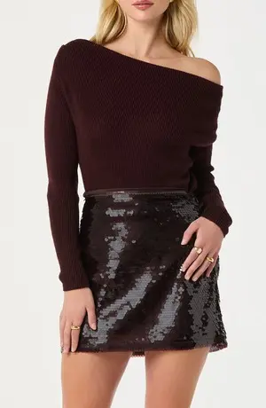 Astr The Label One-shoulder Ribbed Sweater - Brown