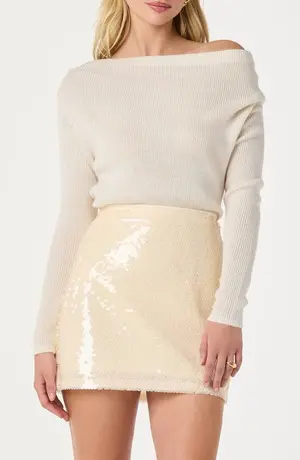 Astr The Label One-shoulder Ribbed Sweater - Cream