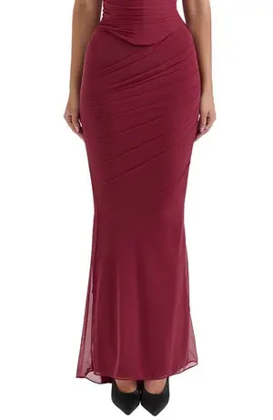 House Of Cb Cassidy Ruched Maxi Skirt - Cabernet