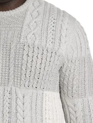 OAK HILL PREMIUM BY DXL Big & Tall Patchwork Crewneck Sweater