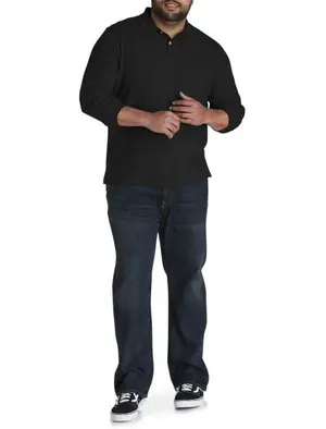 HARBOR BAY BY DXL Big & Tall Honeycomb Piqué Polo Shirt - Black