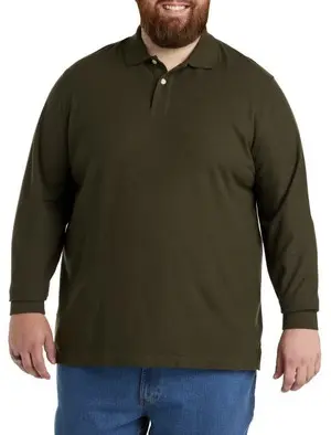 HARBOR BAY BY DXL Big & Tall Honeycomb Piqué Polo Shirt Forest Night