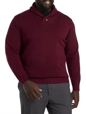 OAK HILL BY DXL Shawl Collar Pullover - Zinfandel