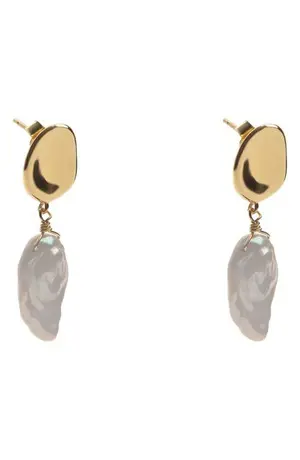 Argento Vivo Freshwater Pearl Drop Earrings - Gold