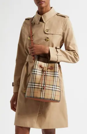 Burberry Check Coated Canvas Bucket Bag - Vntg Chk/ Briar Brown