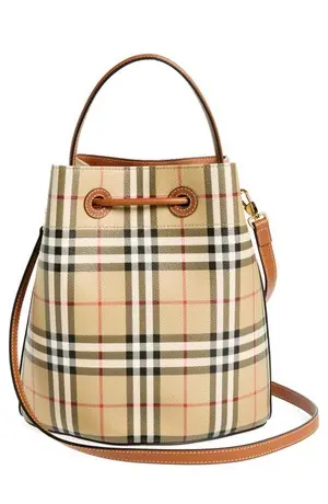 Burberry Check Coated Canvas Bucket Bag - Vntg Chk/ Briar Brown