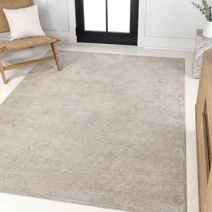 JONATHAN Y Cole Modern Minimalist Pinstripe High-low Area Rug - Cream/silver