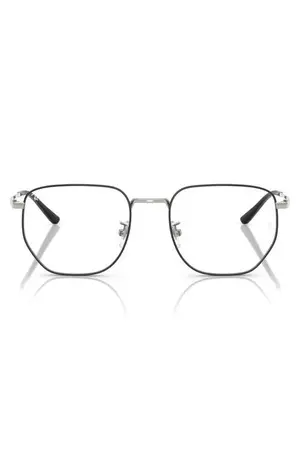 Ray-ban 53mm Square Optical Glasses - Black Silver