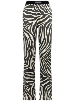 TOM FORD Printed Silk Satin Pajama Pants Black,white