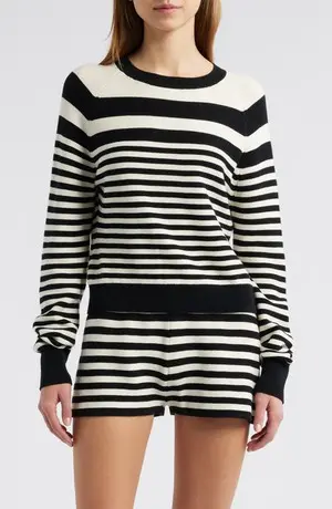 Solid & Striped Crew Neck Sweaters For Women
