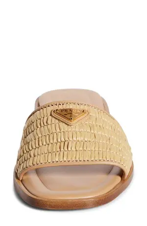 Prada Raffia Slide Sandal - Naturale