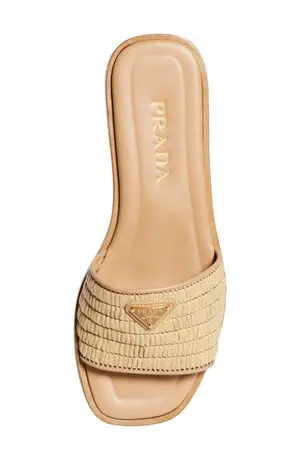 Prada Raffia Slide Sandal - Naturale