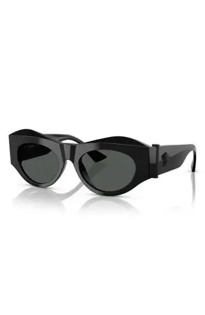 Versace 52mm Oval Sunglasses - Black Grey