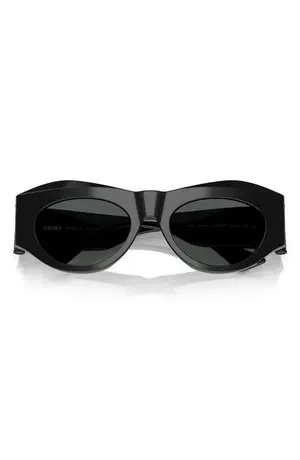 Versace 52mm Oval Sunglasses - Black Grey