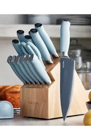 GREENPAN 15-piece Titanium Coated Knife Block Set