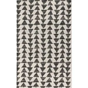 JONATHAN Y Aisha Moroccan Triangle Geometric Area Rug - Cream/black