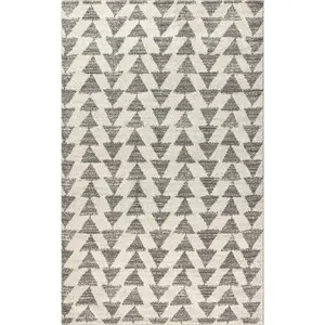JONATHAN Y Aisha Moroccan Triangle Geometric Area Rug - Cream/gray