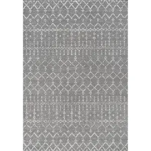 JONATHAN Y Moroccan Hype Boho Vintage Diamond Area Rug Gray/ivory