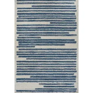 JONATHAN Y Khalil Modern Berber Stripe Area Rug - Cream/navy