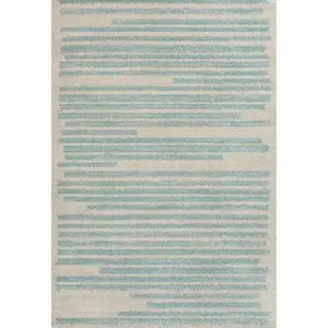 JONATHAN Y Khalil Modern Berber Stripe Area Rug - Cream/turquoise