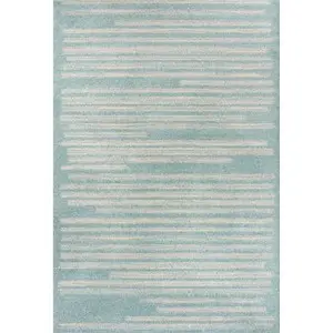 JONATHAN Y Khalil Modern Berber Stripe Area Rug Turquoise/cream