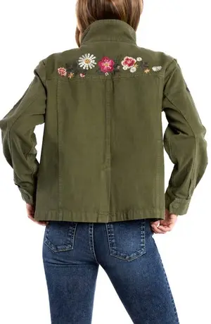 BILLY T Floral Embroidered Zip-up Jacket